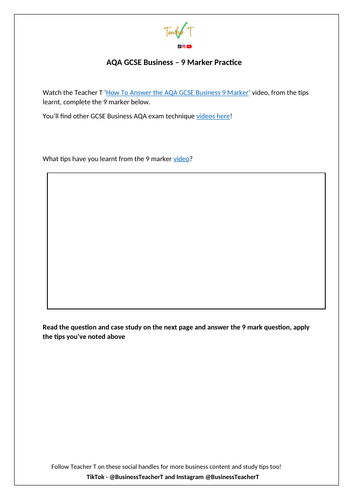 AQA GCSE Business 9 Marker - Exam Structure | Teaching Resources AQA GCSE Business 9 Marker - Exam Structure | Teaching Resources