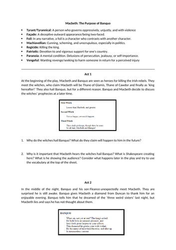 Macbeth GCSE Revision Worksheets | Teaching Resources