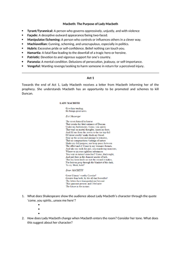 Macbeth GCSE Revision Worksheets | Teaching Resources