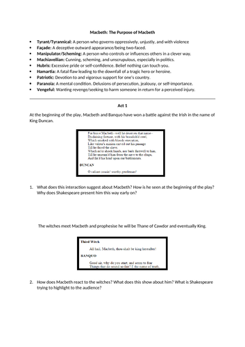 Macbeth GCSE Revision Worksheets | Teaching Resources