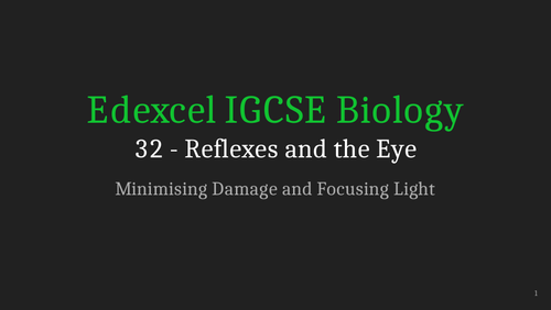 Edexcel IGCSE Biology Lesson 32 - Reflexes and the Eye | Teaching Resources