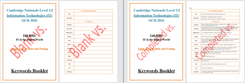 IT J836 R050 TA3 - Keywords Booklet/Assessment | Teaching Resources
