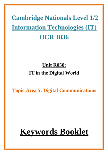 IT J836 R050 TA5 - Keywords Booklet/Assessment | Teaching Resources