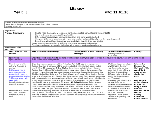 Literacy Year 5 or 6 Stories from Other Countries 3 Weeks Planning ...