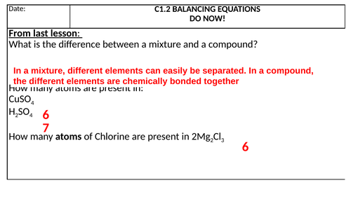 C1 ATOMIC STRUCTURE AND PERIODIC TABLE UNIT | Teaching Resources