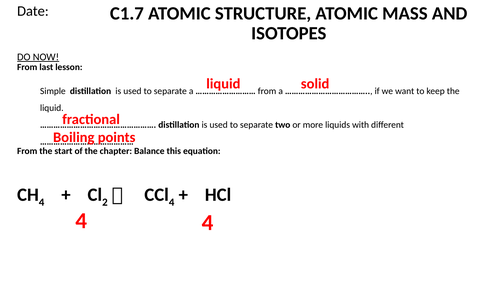 C1 ATOMIC STRUCTURE AND PERIODIC TABLE UNIT | Teaching Resources