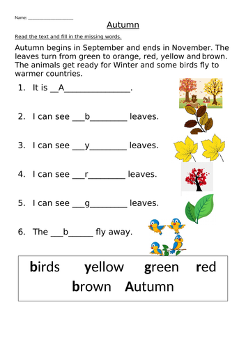 Autumn Comprehension | Teaching Resources