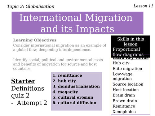 11 – International Migration and its Impacts (Globalisation, Edexcel, A level) | Teaching Resources