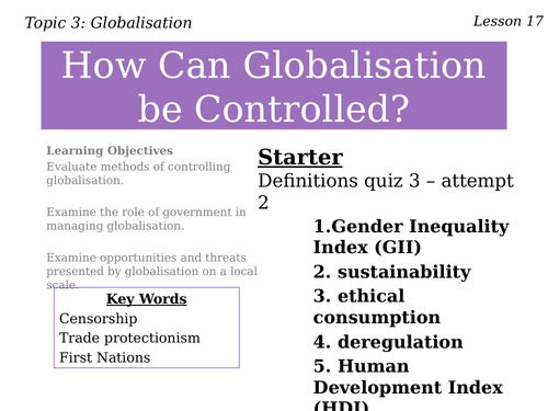 17 – How Can Globalisation be Controlled? (Globalisation, Edexcel, A ...