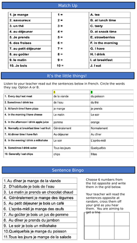 FR - Food & Drink - WORKSHEET 3 | Teaching Resources