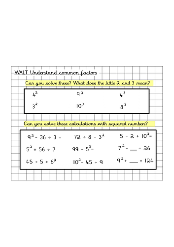 Common factors year 6 white rose | Teaching Resources