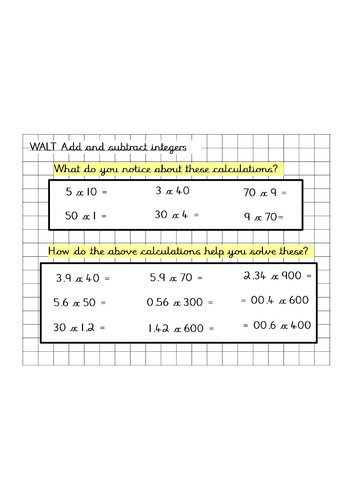 Year 6 adding and subtraction integers White Rose | Teaching Resources