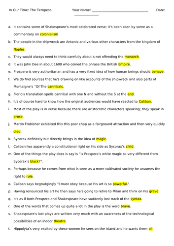 The Tempest - EXTEND your top set! | Teaching Resources
