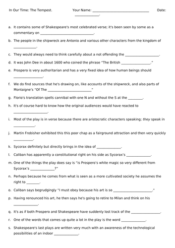 The Tempest - EXTEND your top set! | Teaching Resources