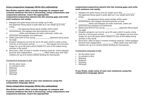 Y5/6 Non-chronological animals report writing full unit | Teaching ...