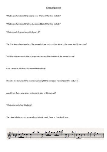 Baroque and Classical Periods Listening Questions - A Level Music ...