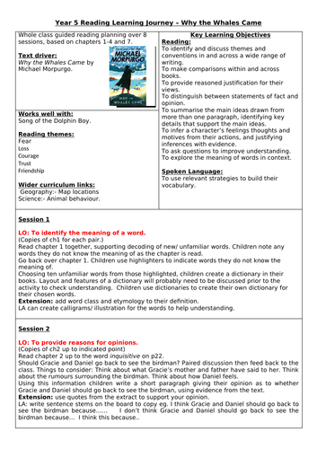 Why the Whales Came- 8 reading lessons | Teaching Resources