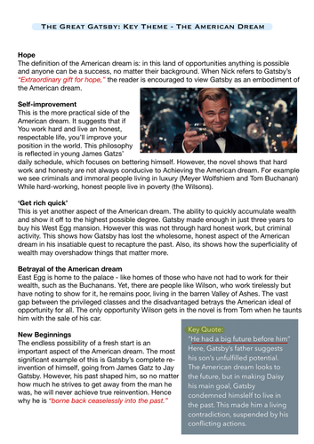 The Great Gatsby Key Themes | Teaching Resources The Great Gatsby Key Themes | Teaching Resources