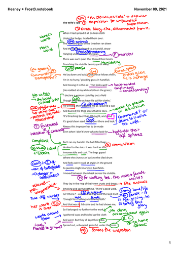 CCEA GCE Heaney and Frost AS Poetry AS 1 | Teaching Resources