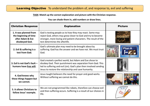 Lesson 7 - Belief in God: Evil & Suffering | Teaching Resources