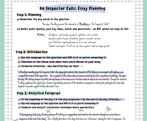 Grade 9: AIC essay Mr Birling (Step-by-Step) | Teaching Resources