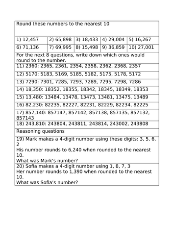 Rounding to the nearest 10, 100 and 1000 | Teaching Resources