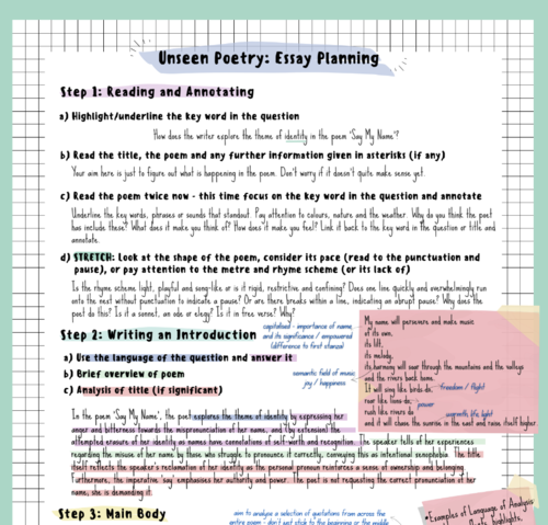 Grade 9 Unseen Poetry Teacher Model (+ poem) | Teaching Resources