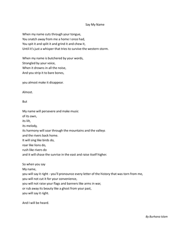 Grade 9 Unseen Poetry Teacher Model (+ poem) | Teaching Resources