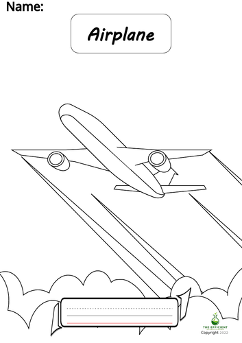 Airplane - Writing Practice/Colouring Page Vehicles | Teaching Resources