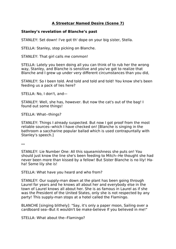 A Streetcar Named Desire full scheme of resources | Teaching Resources