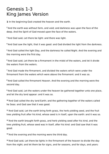 Genesis (Christian beliefs GCSE) | Teaching Resources