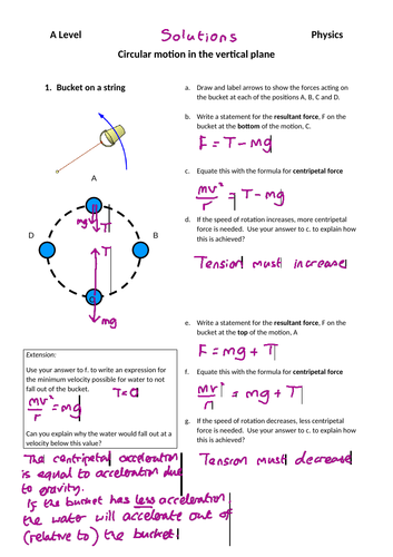 Circular motion in the vertical plane | Teaching Resources