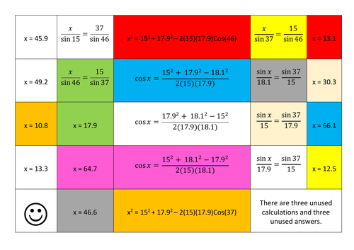 Non right angled trigonometry matching task | Teaching Resources Non right angled trigonometry matching task | Teaching Resources
