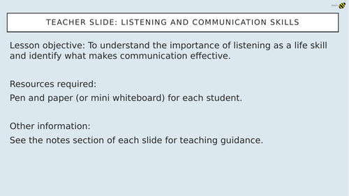 Listening and Communication Skills Lesson | Teaching Resources