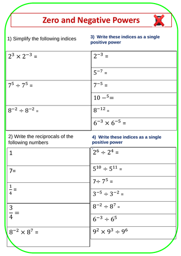 Complete Lesson: Negative and Zero Powers indices: PPT, Worksheet and ...