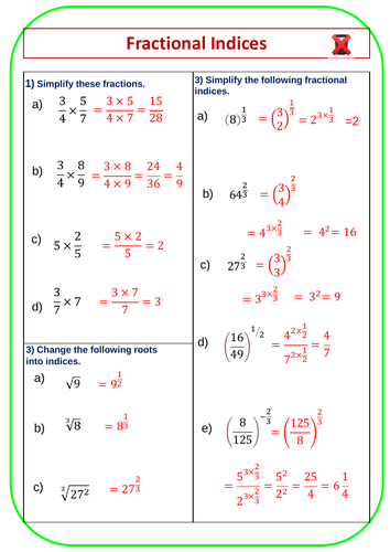 Complete Lesson: Fractional Indices: PPT, Worksheet and Answer sheet ...
