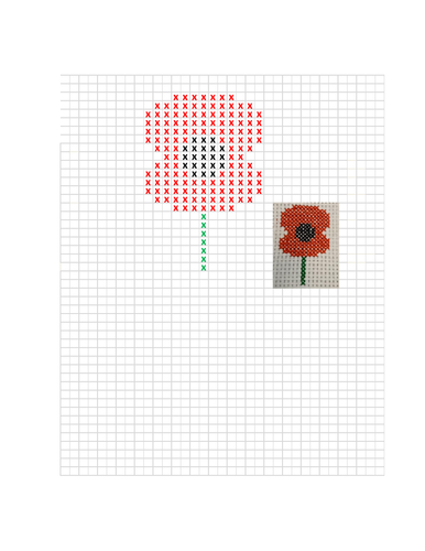 Poppy Cross Stitch Pattern on Binca Fabric | Teaching Resources