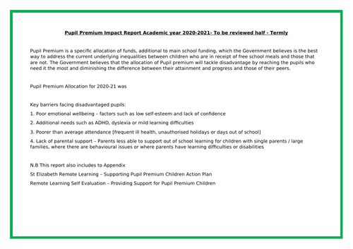 Pupil Premium Strategy Statement - Example | Teaching Resources