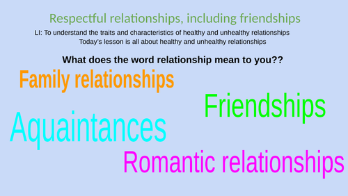 RSHE/PSHE- Healthy and Unhealthy relationships | Teaching Resources