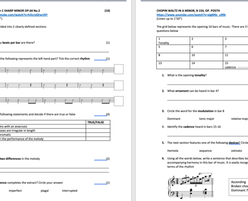AQA GCSE MUSIC - Area of Study 1 Practice Questions | Teaching Resources