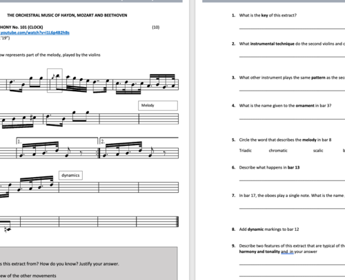 AQA GCSE MUSIC - Area of Study 1 Practice Questions | Teaching Resources