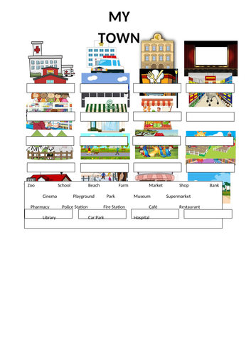 Places in a Town Worksheet ESL A1/Pre-A1 | Teaching Resources
