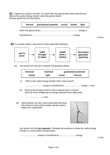 Conservation of energy GCSE PHYSICS higher | Teaching Resources
