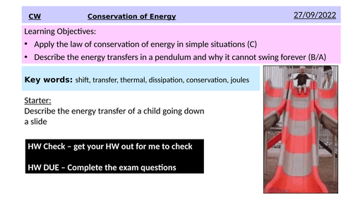 Conservation of energy GCSE PHYSICS higher | Teaching Resources