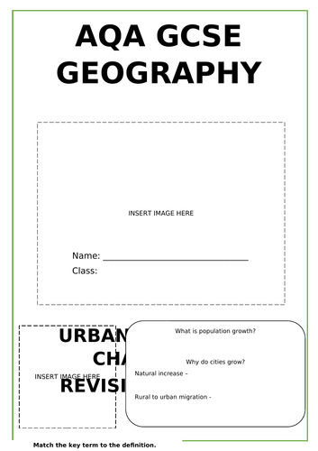 AQA GCSE Geography Urban Issues and Challenges Revision Booklet Grade 9 ...