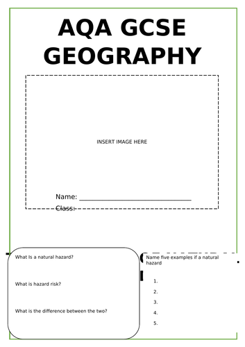 AQA GCSE Geography Challenge of Natural Hazards Revision Booklet Grade ...
