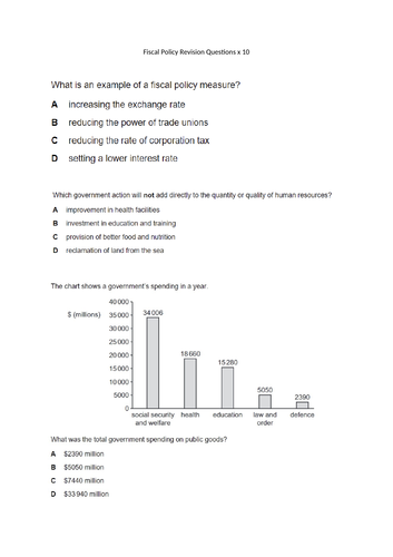 CAIE IGCSE Economics - Fiscal Policy | Teaching Resources