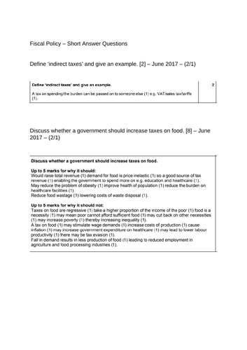 CAIE IGCSE Economics - Fiscal Policy | Teaching Resources