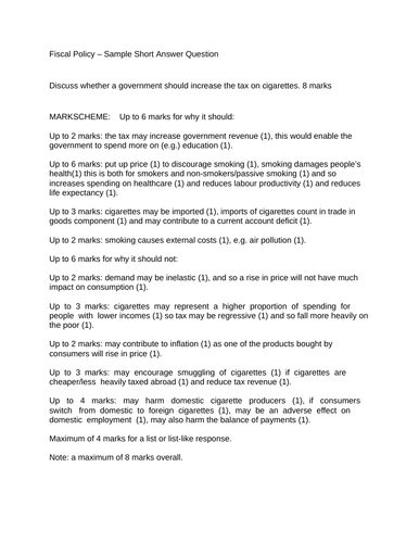 CAIE IGCSE Economics - Fiscal Policy | Teaching Resources