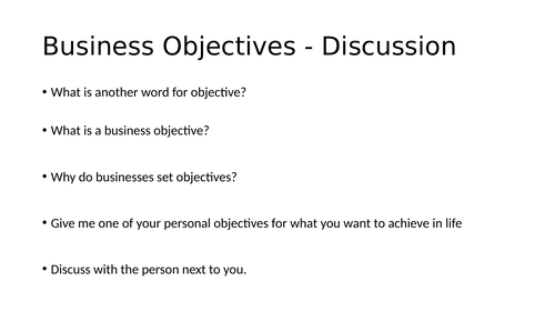 Business Objectives (GCSE/IGCSE) Lesson Pack | Teaching Resources